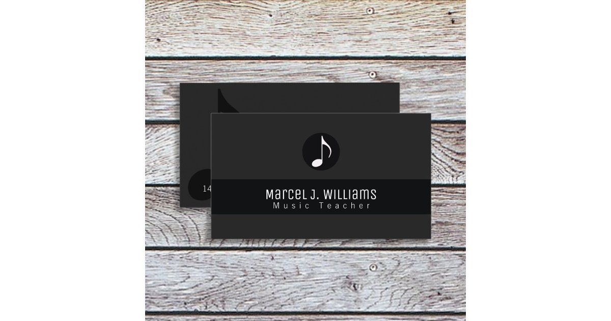 Musician Black Business Card With Music Note | Zazzle