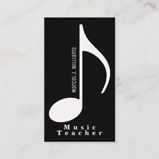 musician black business card with musical note | Zazzle