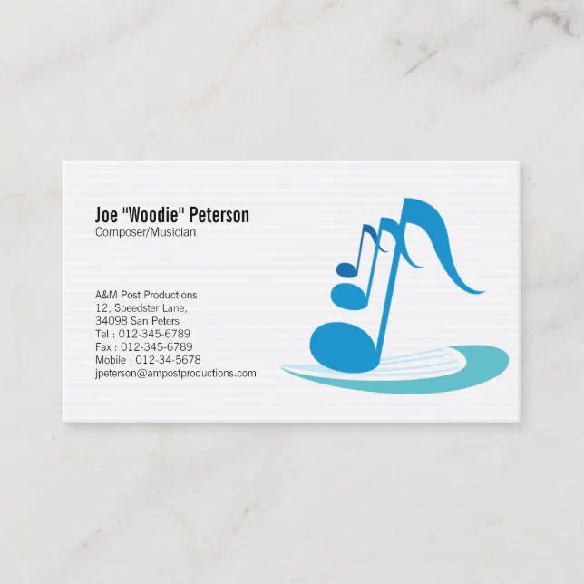 Musician Business Card Music Notes | Zazzle