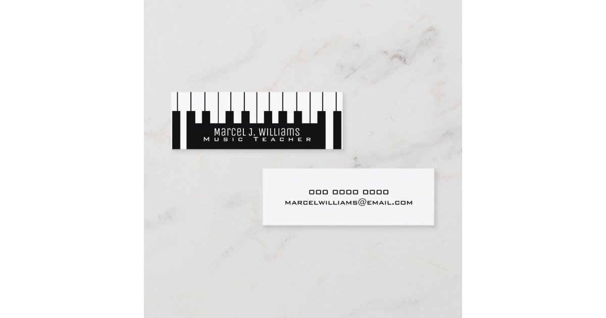 Musician Keyboard / Piano-Keys Music Teacher Mini Business Card | Zazzle