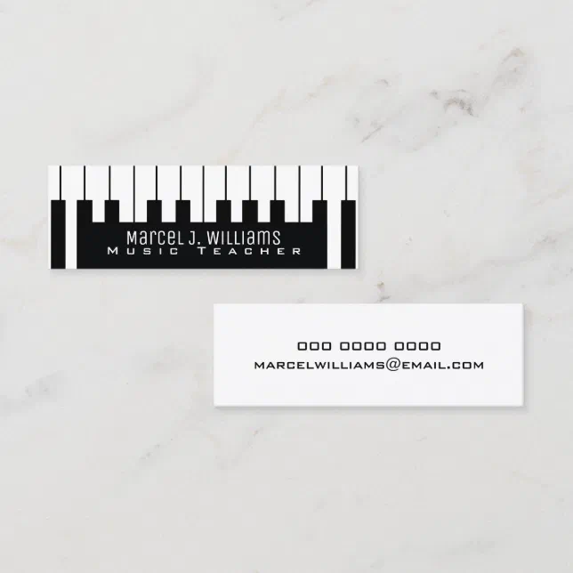 Musician Keyboard / Piano-Keys Music Teacher Mini Business Card | Zazzle