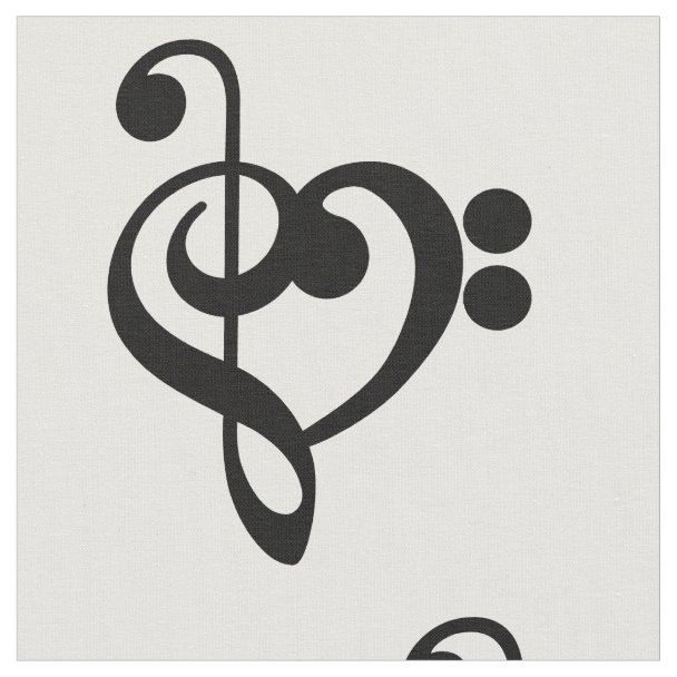 Bass Treble Clef Hearts Music Notes Pattern Fabric | Zazzle