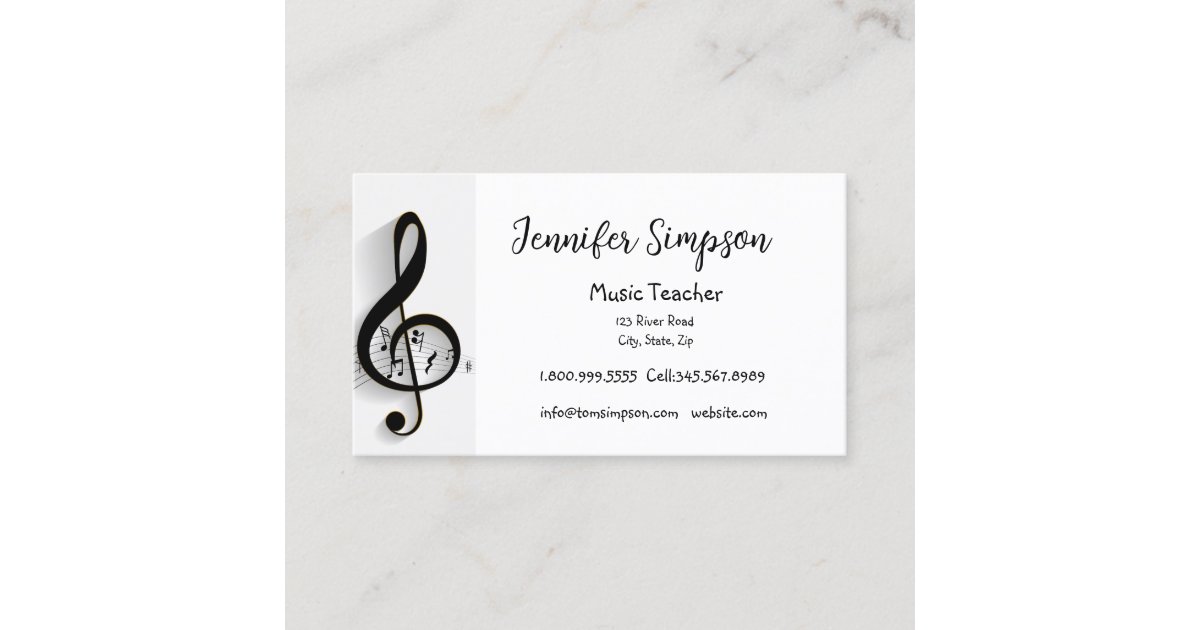 Musician Musical Music Notes Teacher Band Singer Business Card | Zazzle