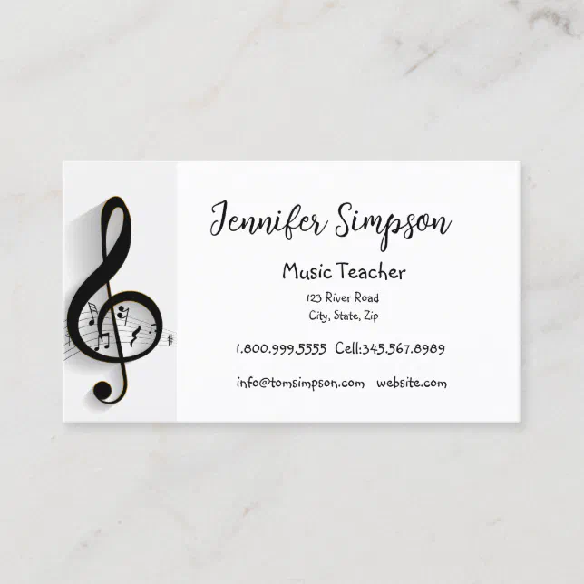 Musician Musical Music Notes Teacher Band Singer Business Card | Zazzle