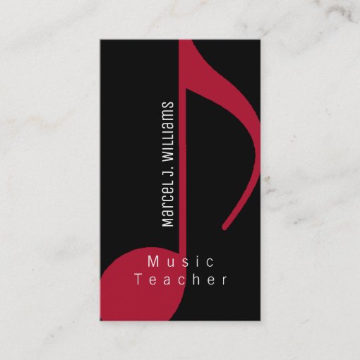 Musician Prof blk. Business Card with Musical Note | Zazzle