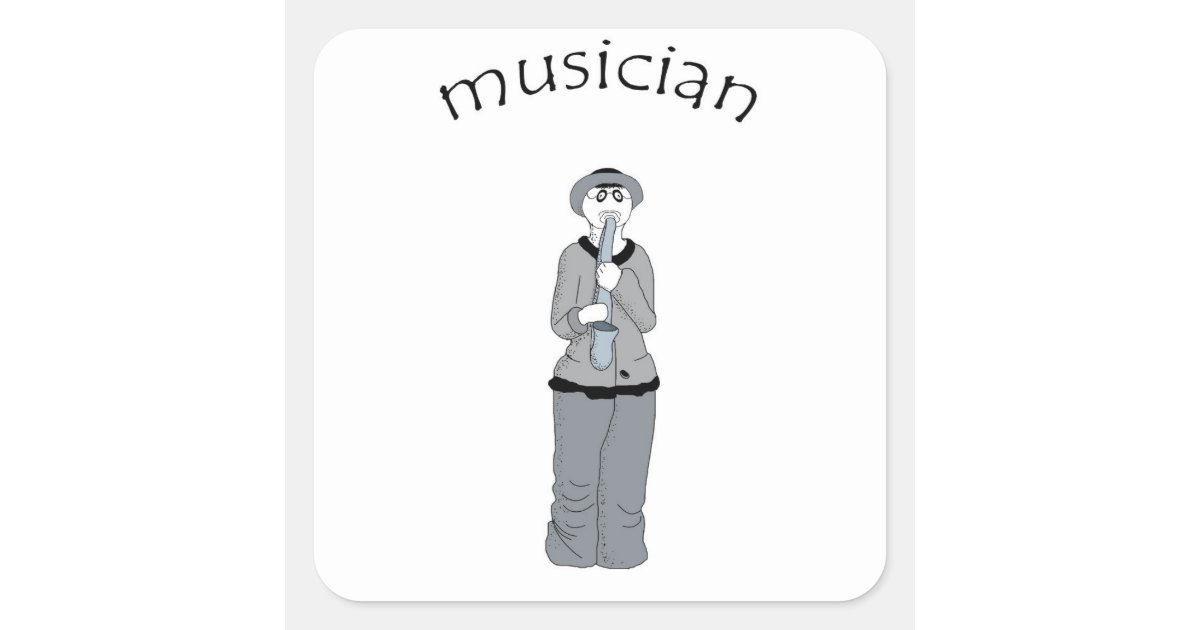 musician square sticker | Zazzle