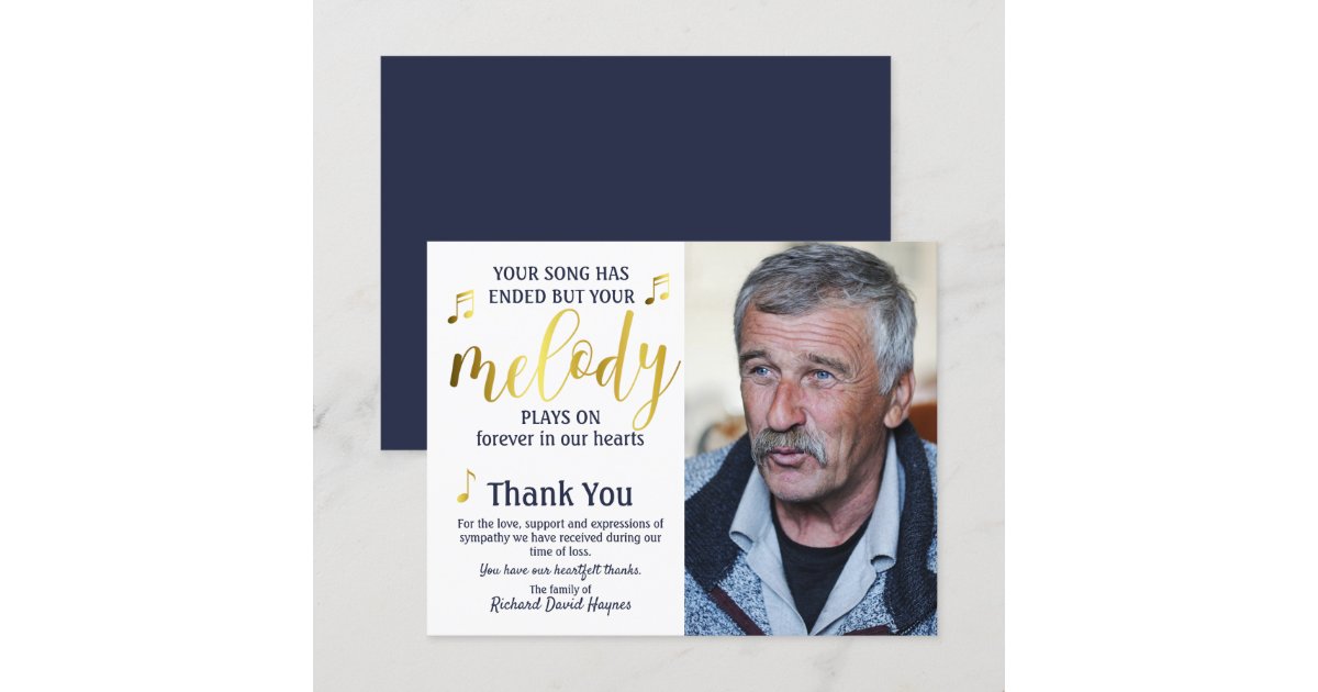 Musician Thank You Funeral Sympathy | Zazzle