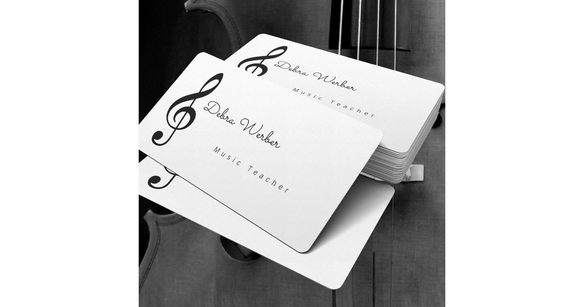 musician white business card & treble music note | Zazzle