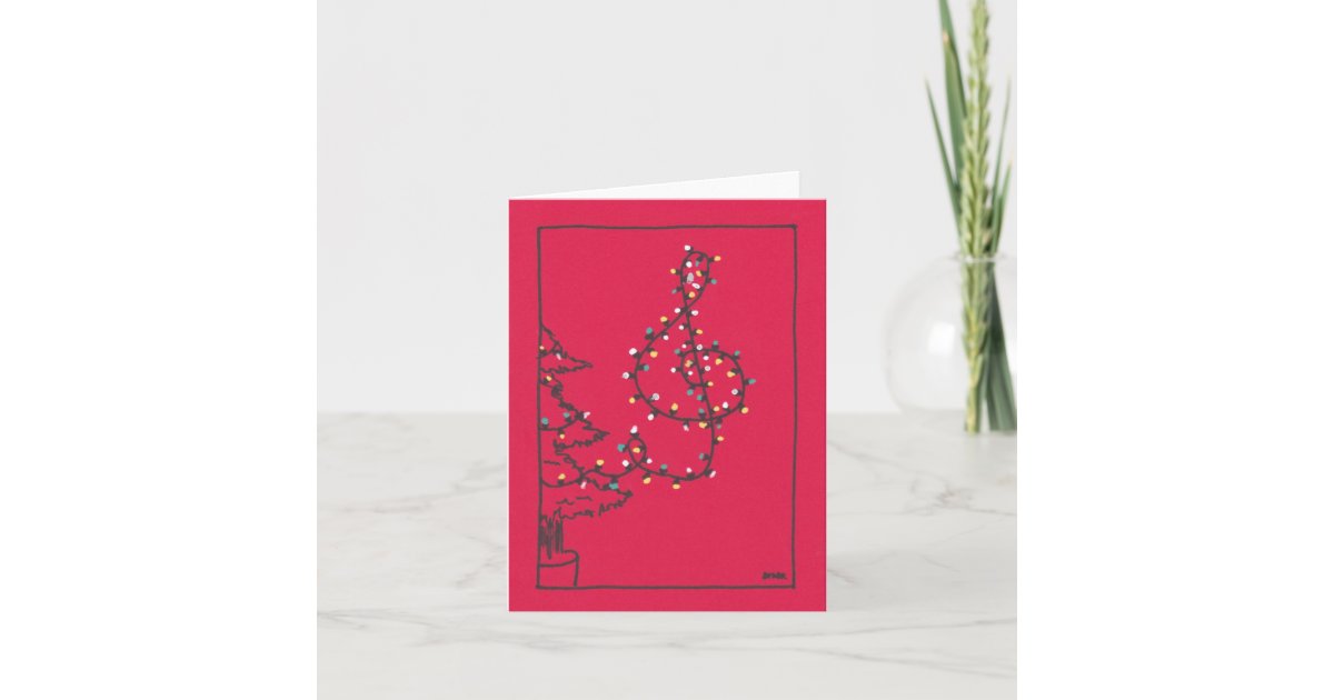 Musicians Christmas Tree Lights Greeting Card | Zazzle