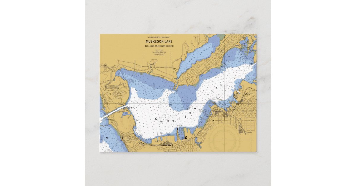 Muskegon, MI Nautical Harbor Chart Postcard | Zazzle