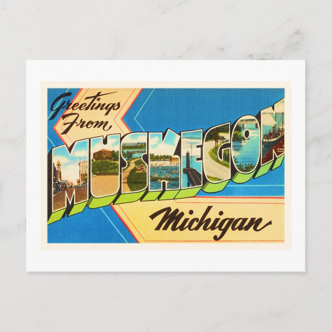 Muskegon Michigan MI Old Vintage Travel Souvenir Postcard | Zazzle