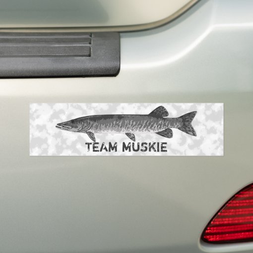 Muskie fishing logo bumper sticker | Zazzle