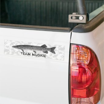 Muskie fishing logo bumper sticker | Zazzle