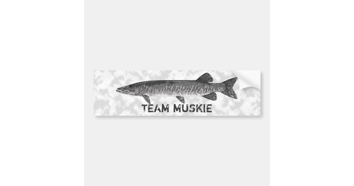 Muskie fishing logo bumper sticker | Zazzle