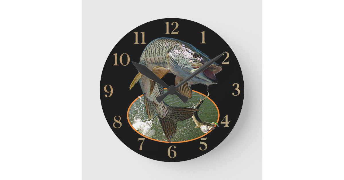 Musky 6 round clock | Zazzle