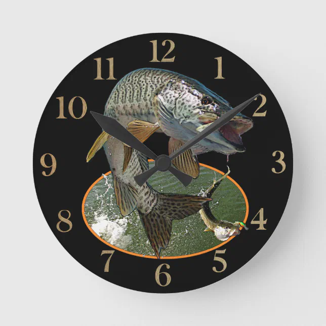 Musky 6 round clock | Zazzle