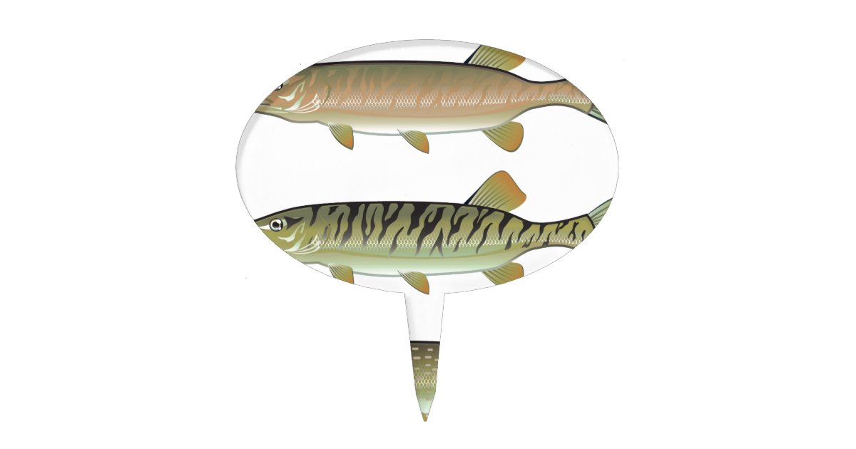 Musky Tiger musky and Northern Pike vector Cake Topper | Zazzle