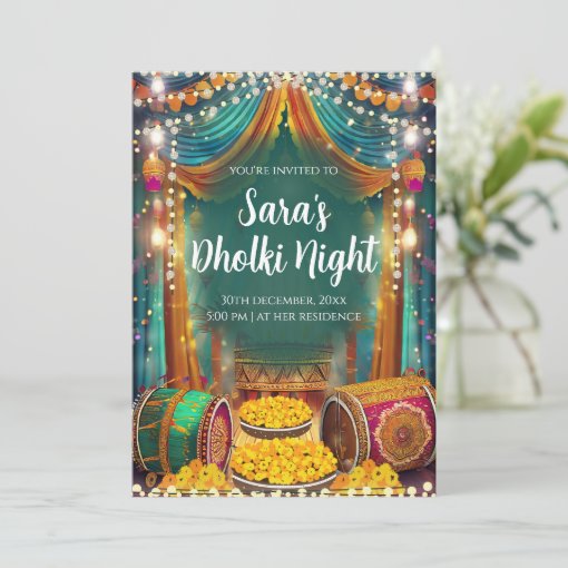Muslim Dholki invitations & Mehndi invites | Zazzle