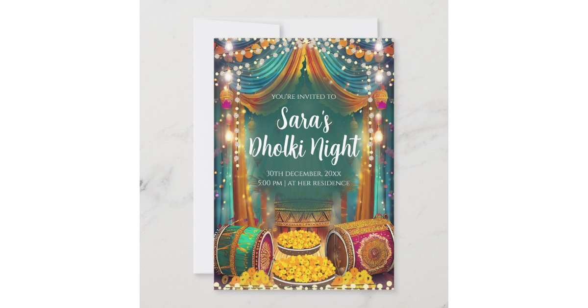 Muslim Dholki invitations & Mehndi invites | Zazzle