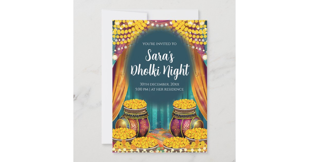 Muslim Dholki invites & Mehndi invitation | Zazzle