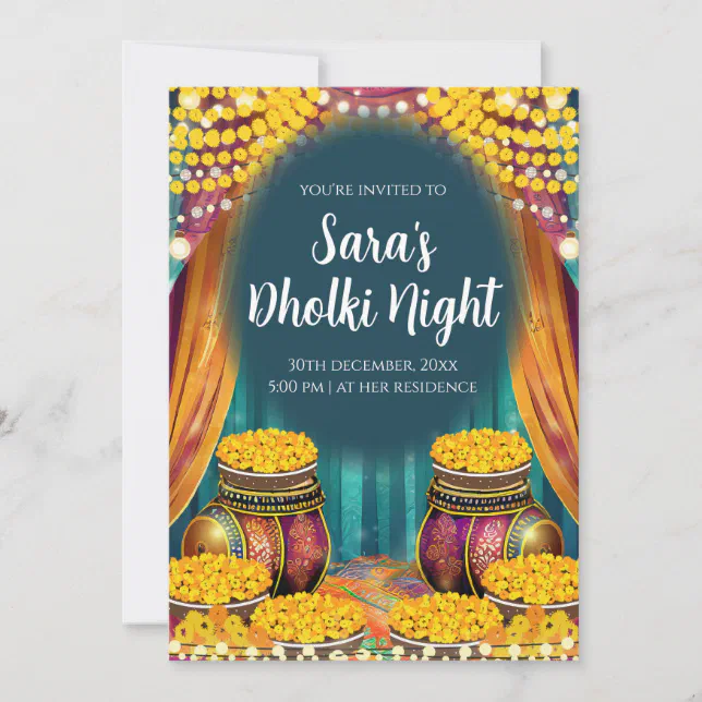 Muslim Dholki invites & Mehndi invitation | Zazzle