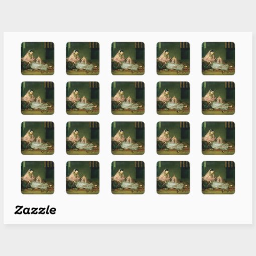 Muslim Lady Reclining, 1789 (oil on canvas) Square Sticker | Zazzle