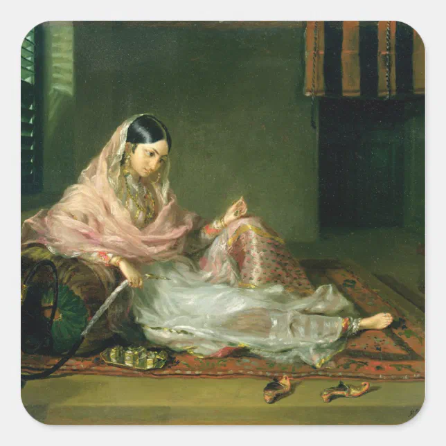 Muslim Lady Reclining, 1789 (oil on canvas) Square Sticker | Zazzle