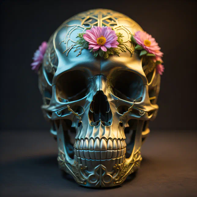 Muslin Floral skull v3 Steampunk tissue paper | Zazzle