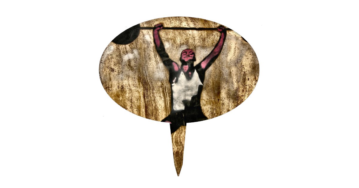 Musscleman Strongman Weightlifter Dumbbell Barbell Cake Topper | Zazzle