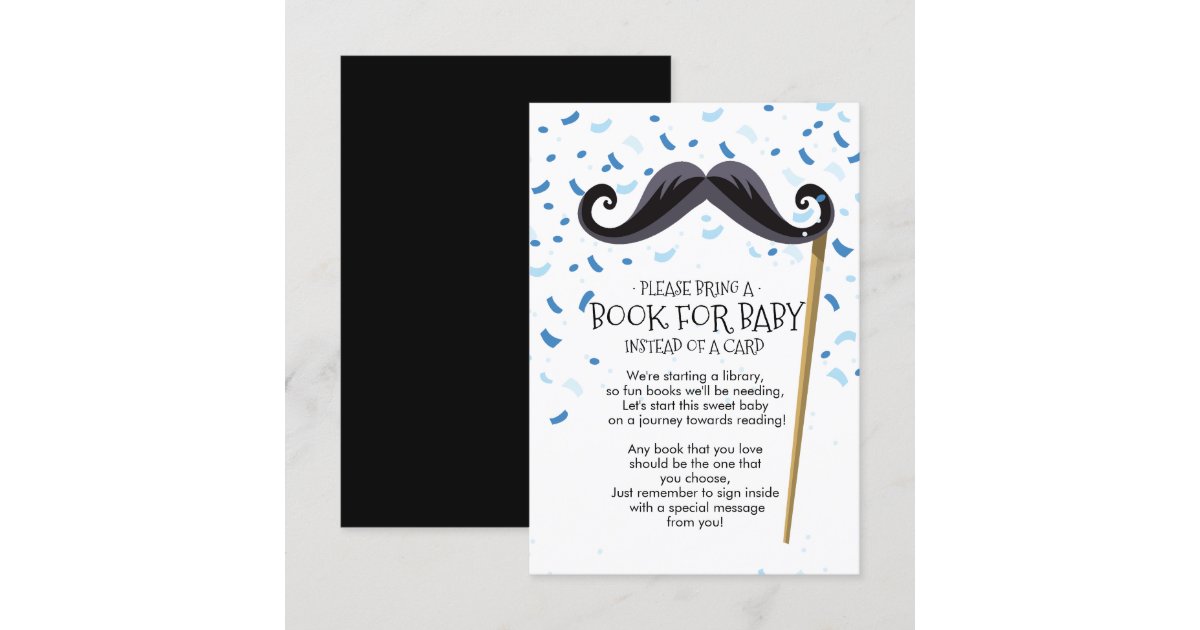 Mustache Baby Shower Book for Baby Card | Zazzle