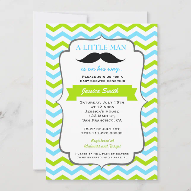 Mustache Baby Shower Invitation | Zazzle
