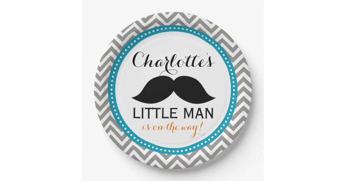 Mustache Baby Shower Paper Plates, Little Man Blue Paper Plates | Zazzle