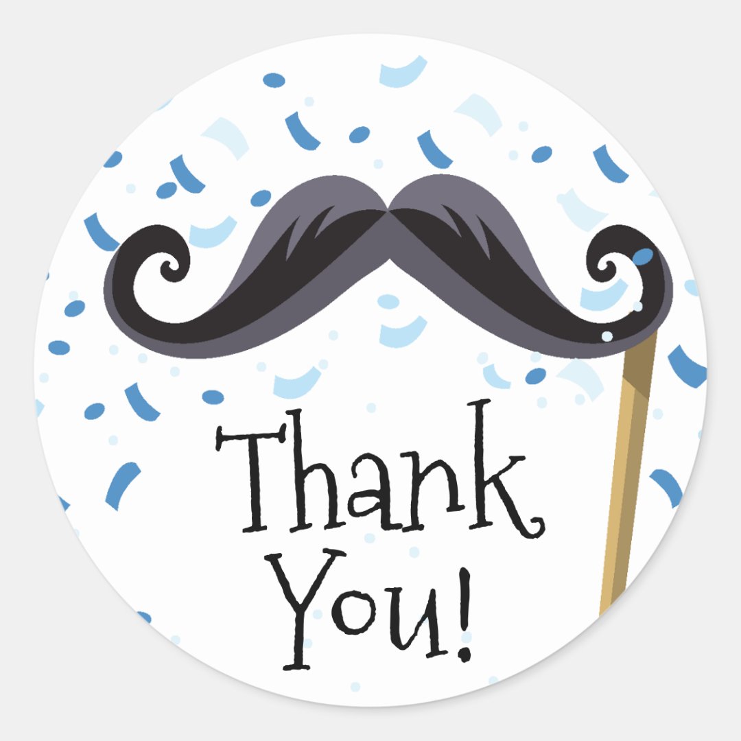 Mustache Baby Shower Thank You Favor Sticker | Zazzle