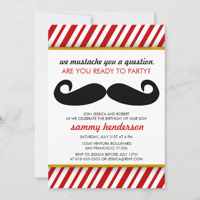 Mustache Birthday Invitation | Zazzle