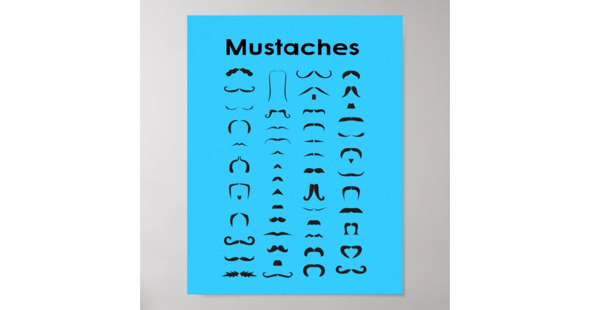 Mustache Chart Poster Funny Gift | Zazzle
