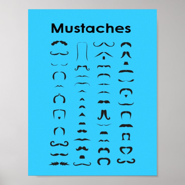 Mustache Chart Poster Funny Gift | Zazzle