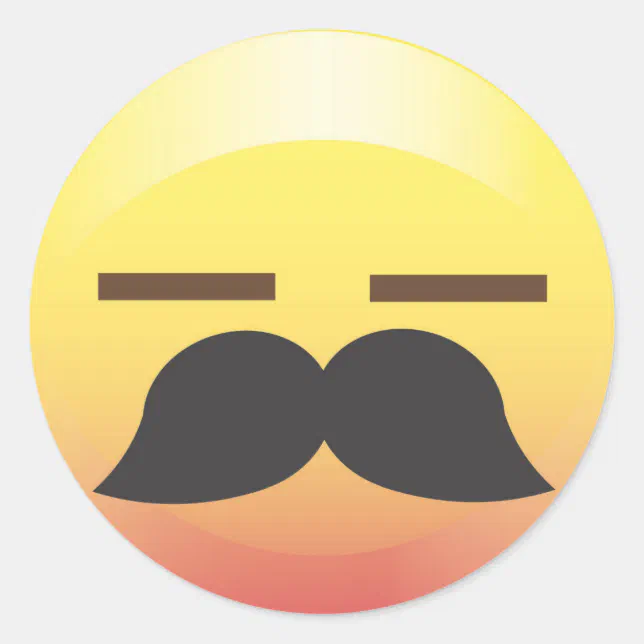 Mustache Emoji Sigh Party Sticker | Zazzle