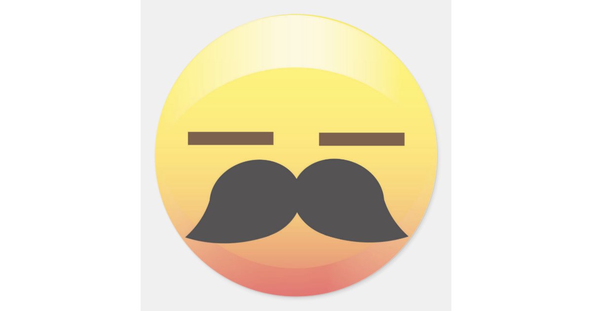 Mustache Emoji Sigh Party Sticker | Zazzle