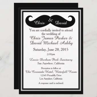 Mustache Gay Wedding Invitation | Zazzle