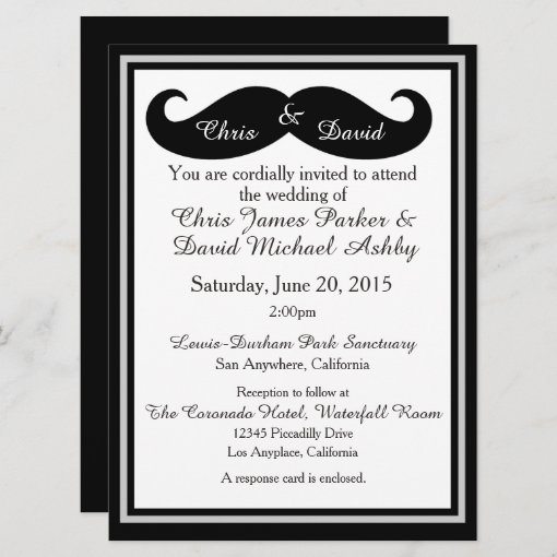 Mustache Gay Wedding Invitation | Zazzle