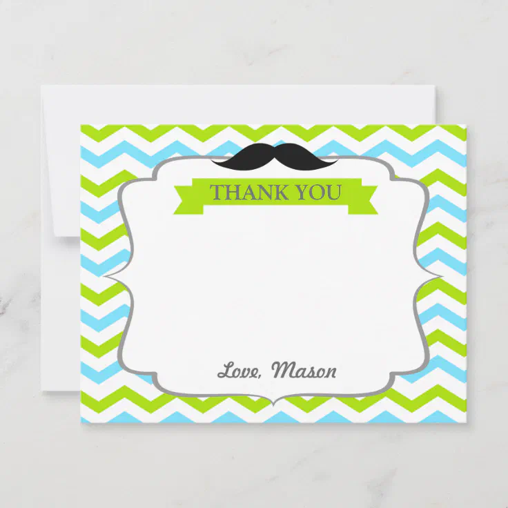 Mustache Little Man Thank You Card | Zazzle