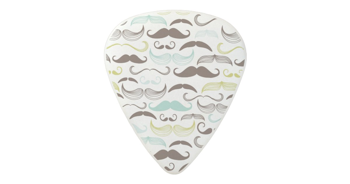 Mustache pattern, retro style 2 acetal guitar pick | Zazzle