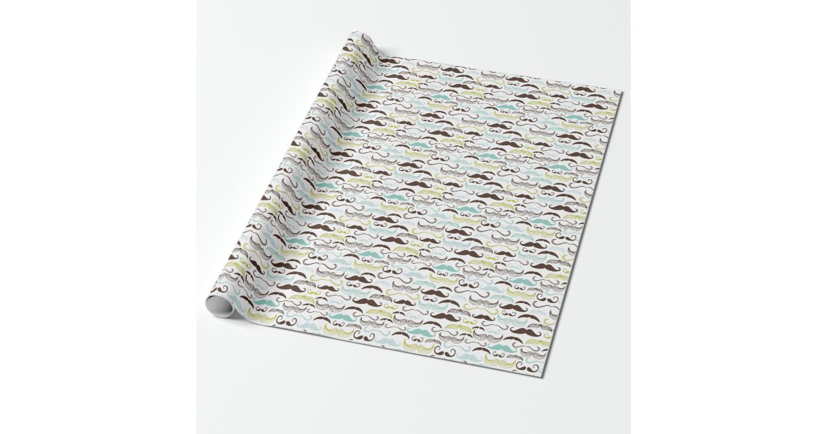 Mustache pattern, retro style 2 wrapping paper | Zazzle