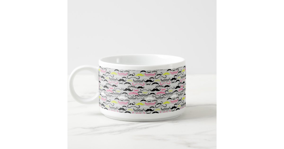 Mustache pattern, retro style bowl | Zazzle