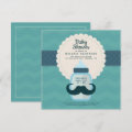 Mustache Polka Dot Teal Baby Shower Invitation | Zazzle