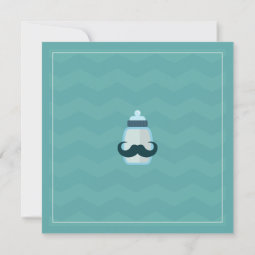 Mustache Polka Dot Teal Baby Shower Invitation | Zazzle