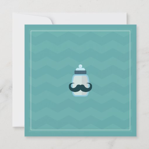 Mustache Polka Dot Teal Baby Shower Invitation | Zazzle
