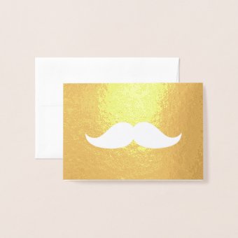 Mustache Thank You Gold Foil Card | Zazzle
