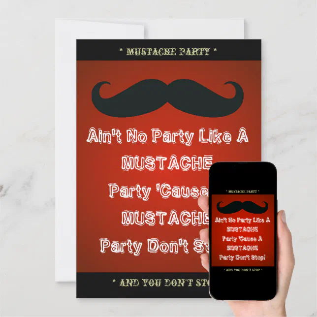 Mustache Theme Party Custom Invitation | Zazzle