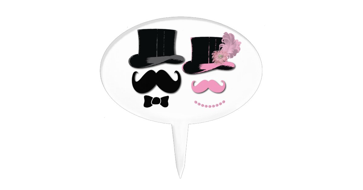Mustache , top hat,bow tie and pearls cake topper | Zazzle